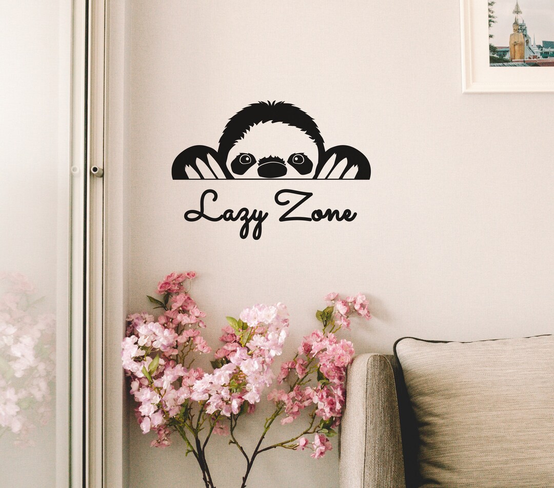 Lazy Zone Sloth Decal Wall Wall Decal Bedroom Sticker Decal - Etsy