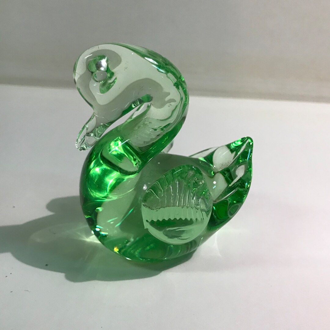 Green Swan Art Glass Handblown Paperweight - Etsy