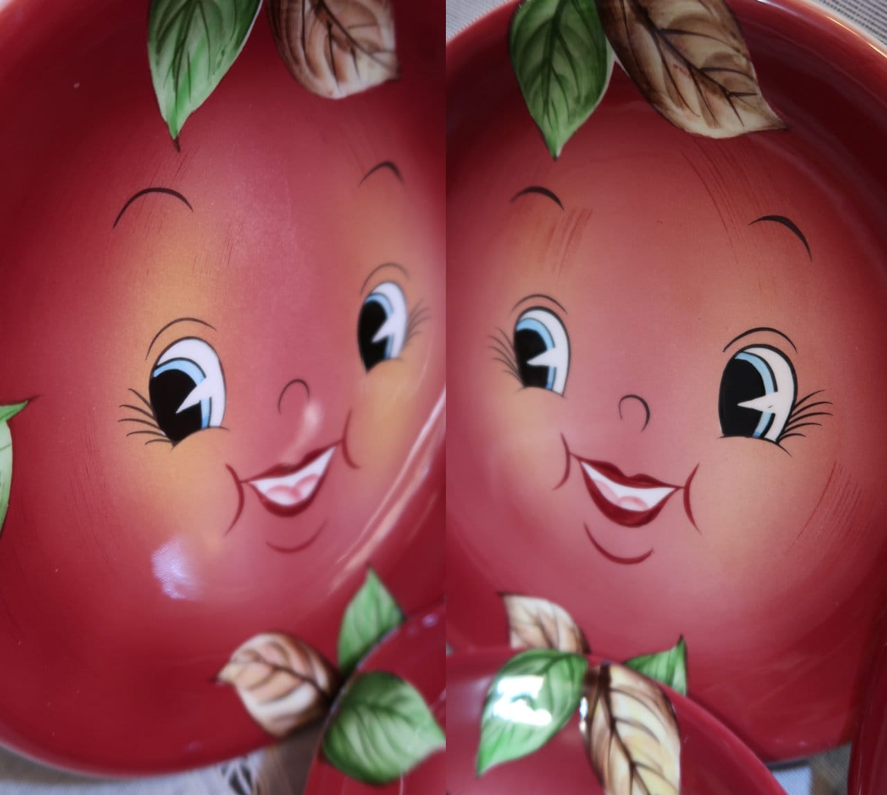 Adorbs Vintage Miyao PY Anthropomorphic Apple 7" Red Dessert/salad ...