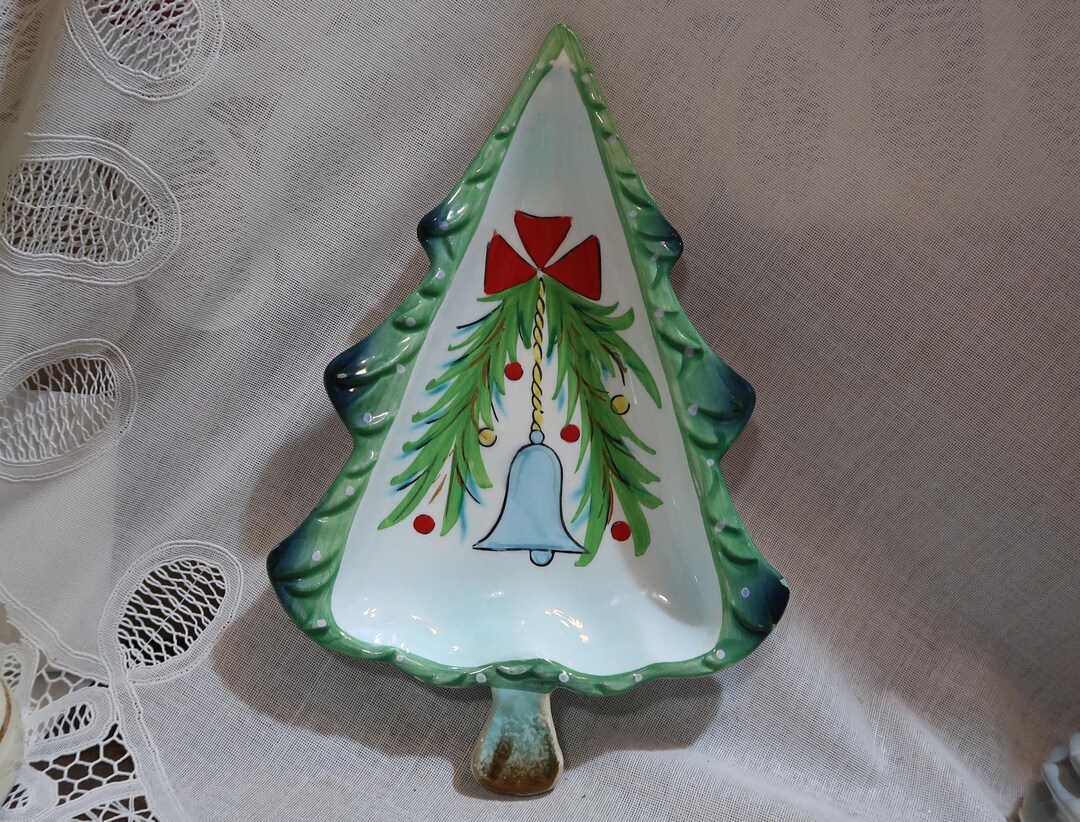Festive Vintage 10" Holt Howard 1959 Christmas Tree Shaped Plate Green ...