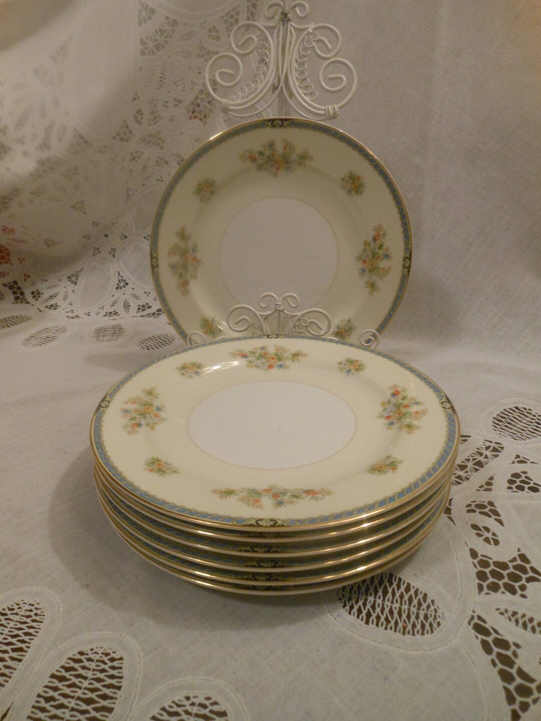 Vintage Noritake Nippon RC Stamp 7-5/8 Salad Plate N1428 Yellow, Blue ...