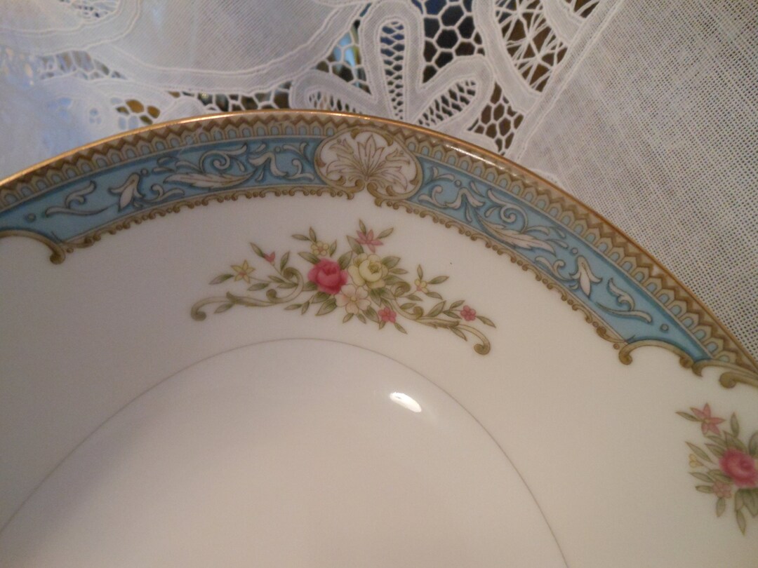Beautiful Vintage Mikado Lyric China Oval Dish Pink & Yellow Roses Blue ...