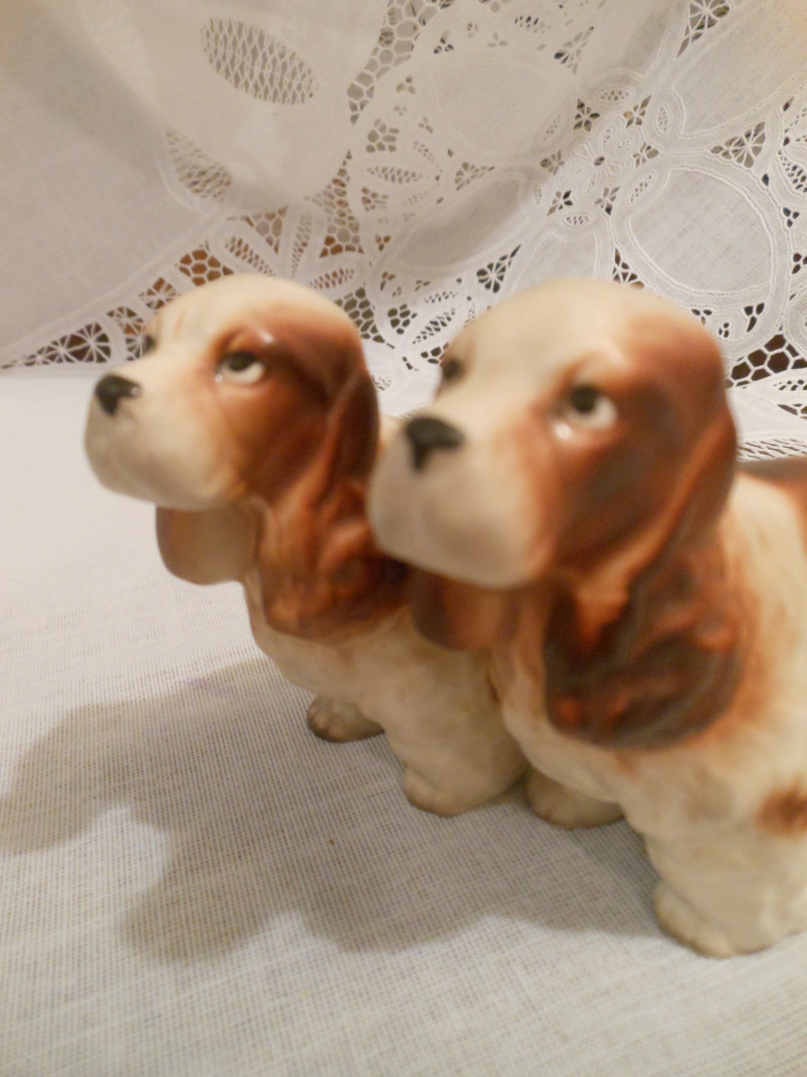 2 Adorable Vintage Cocker Spaniel Figurines Brown White | Etsy