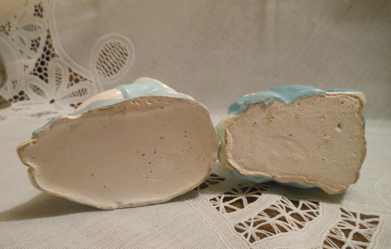 Delightful Vintage Chalkware Boy and Girl Sitting Blue Clothes - Etsy