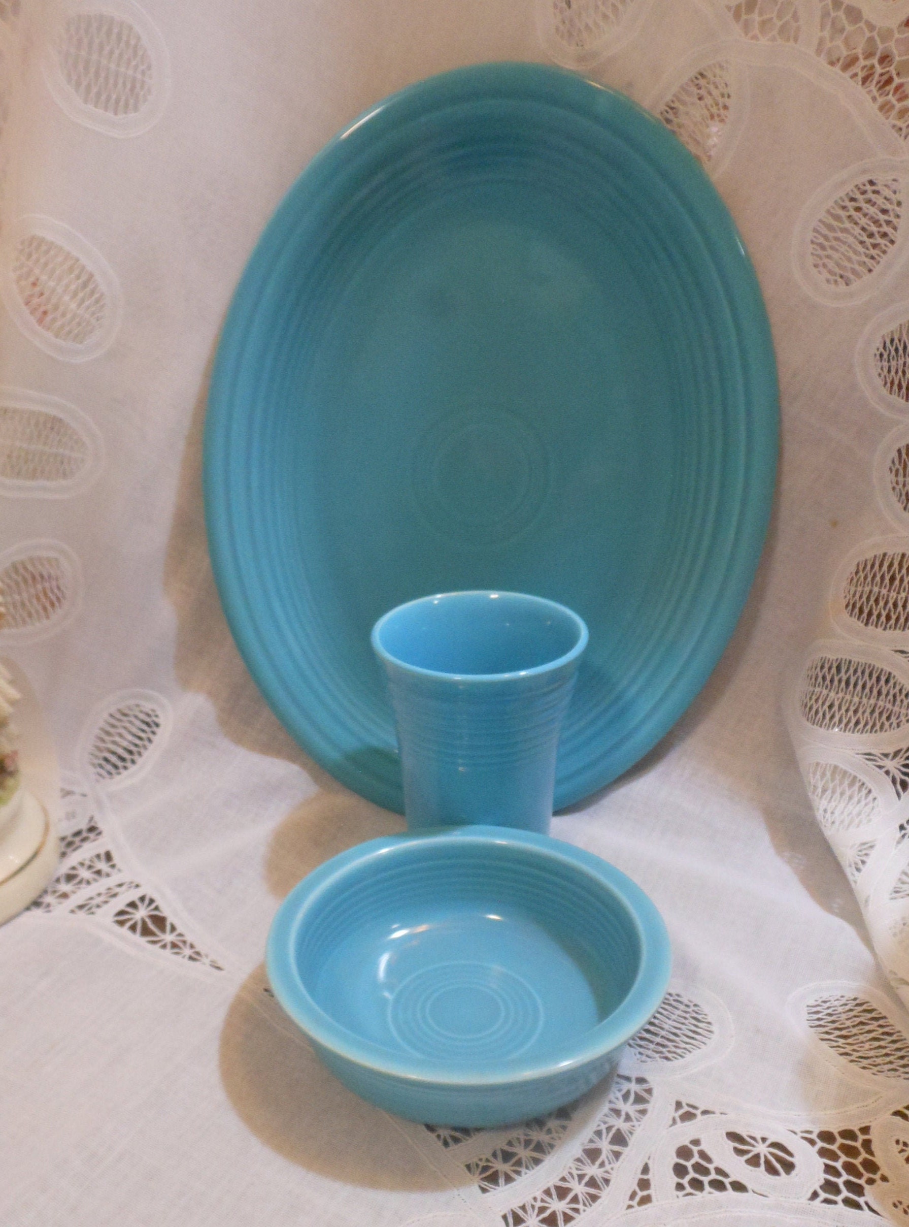 Vintage Original Fiesta Ware Turquoise 12 Oval Platter 5 | Etsy