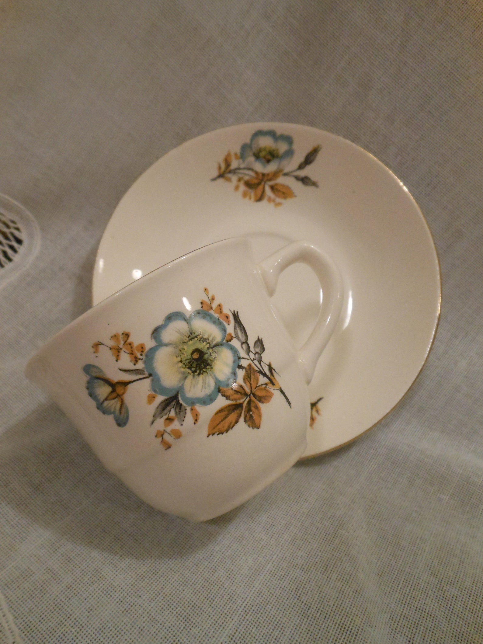 Vintage Norsk Flint Egersund Cup Saucer Blue Yellow Flower - Etsy France