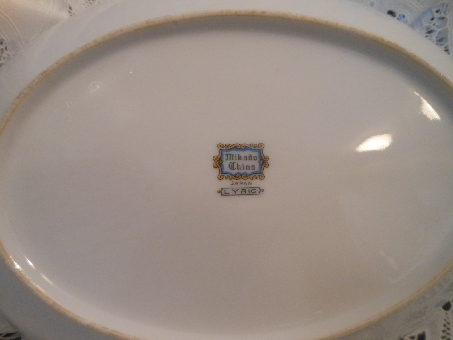 Beautiful Vintage Mikado Lyric China Oval Dish Pink & Yellow Roses Blue ...