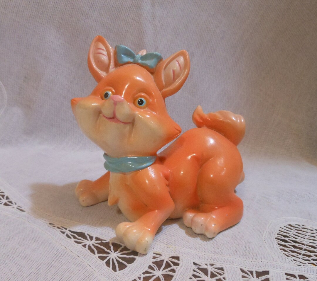 Whimsical Aristocat Vintage Orange Kitty Cat With Turquoise Blue Bow ...