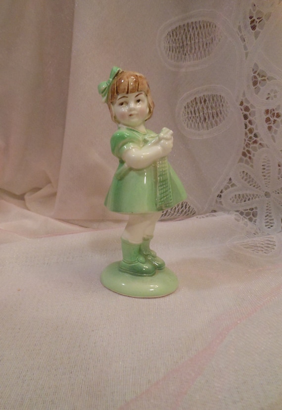 Adorable Antique Hertwig Katzhutte Little Girl in Green Dress | Etsy