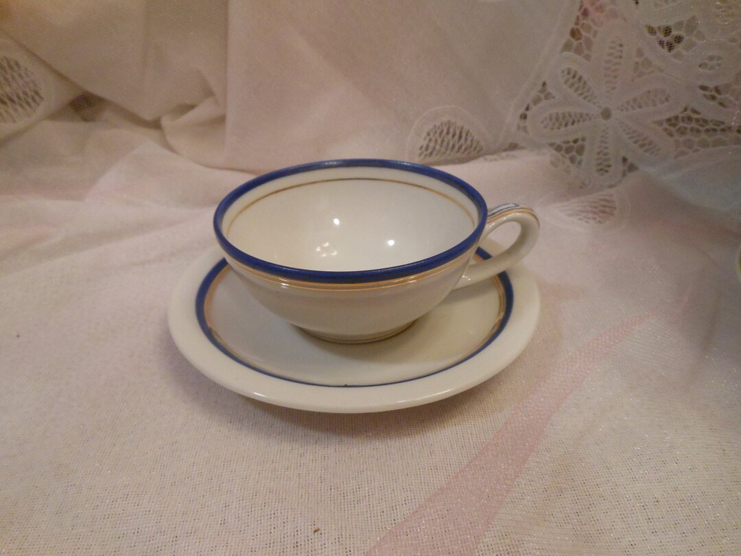Vintage Jager Miniature Cup and Saucer Cobalt Blue Gold Yager Germany ...
