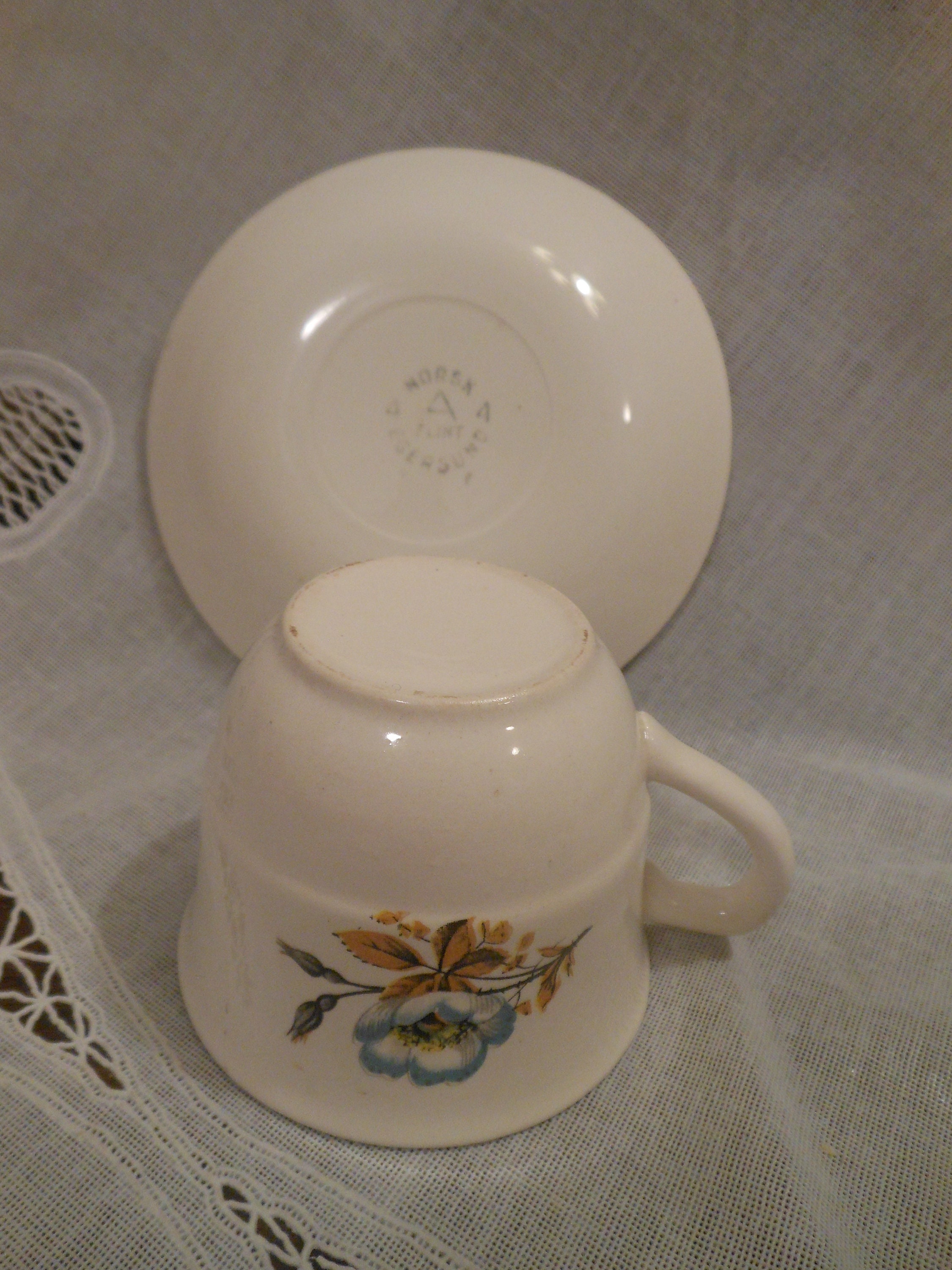 Vintage Norsk Flint Egersund Cup Saucer Blue Yellow Flower | Etsy