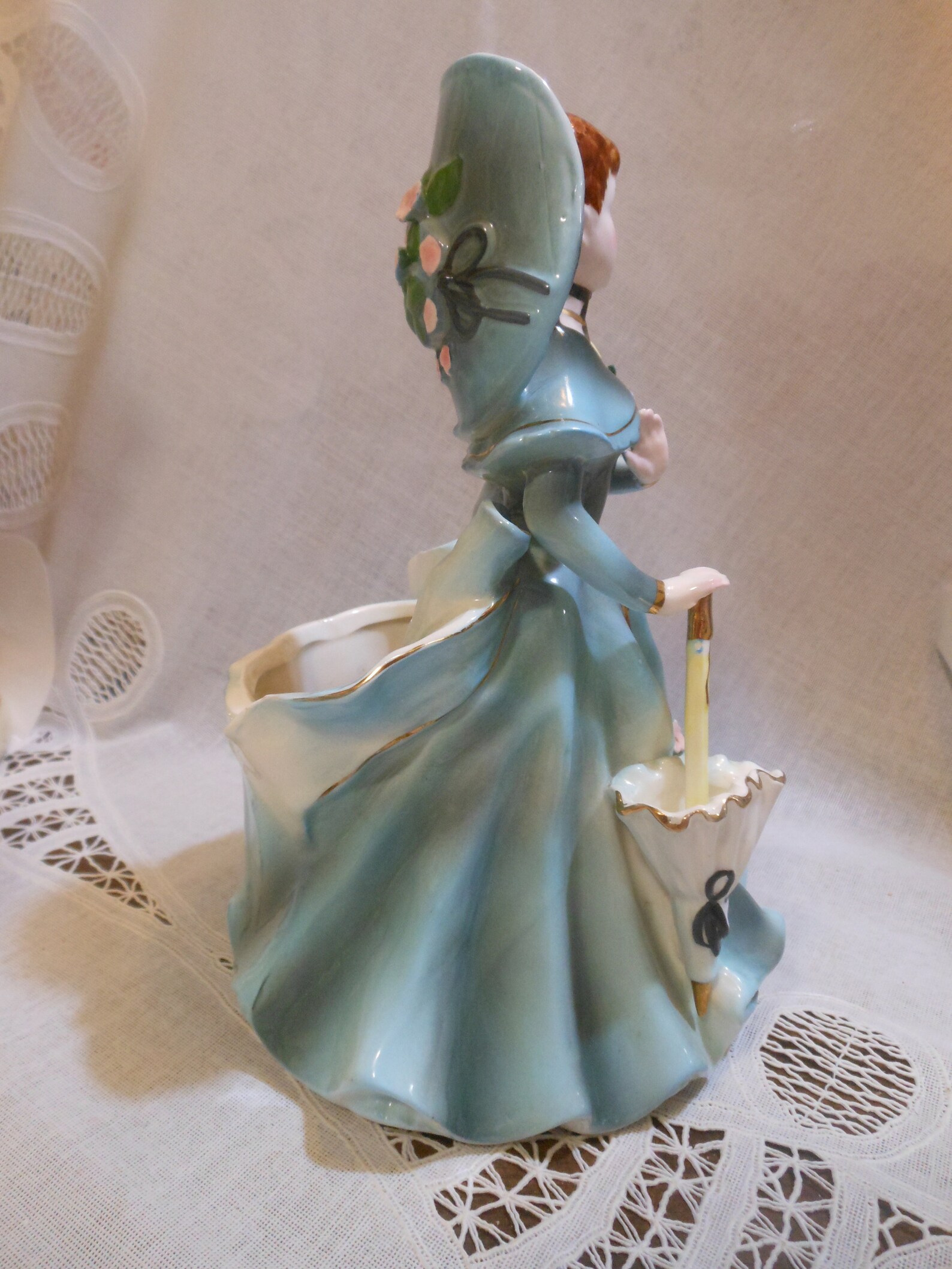 Magnificent Vintage Geo Z Lefton Lady Figurine Planter Teal - Etsy