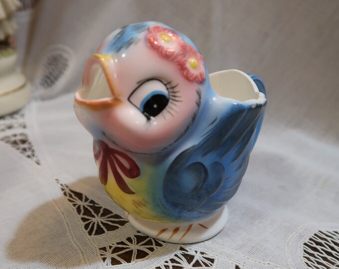 O so Tweet 3.5 Vintage Lefton Bluebird Creamer / Pitcher Blue Pink ...