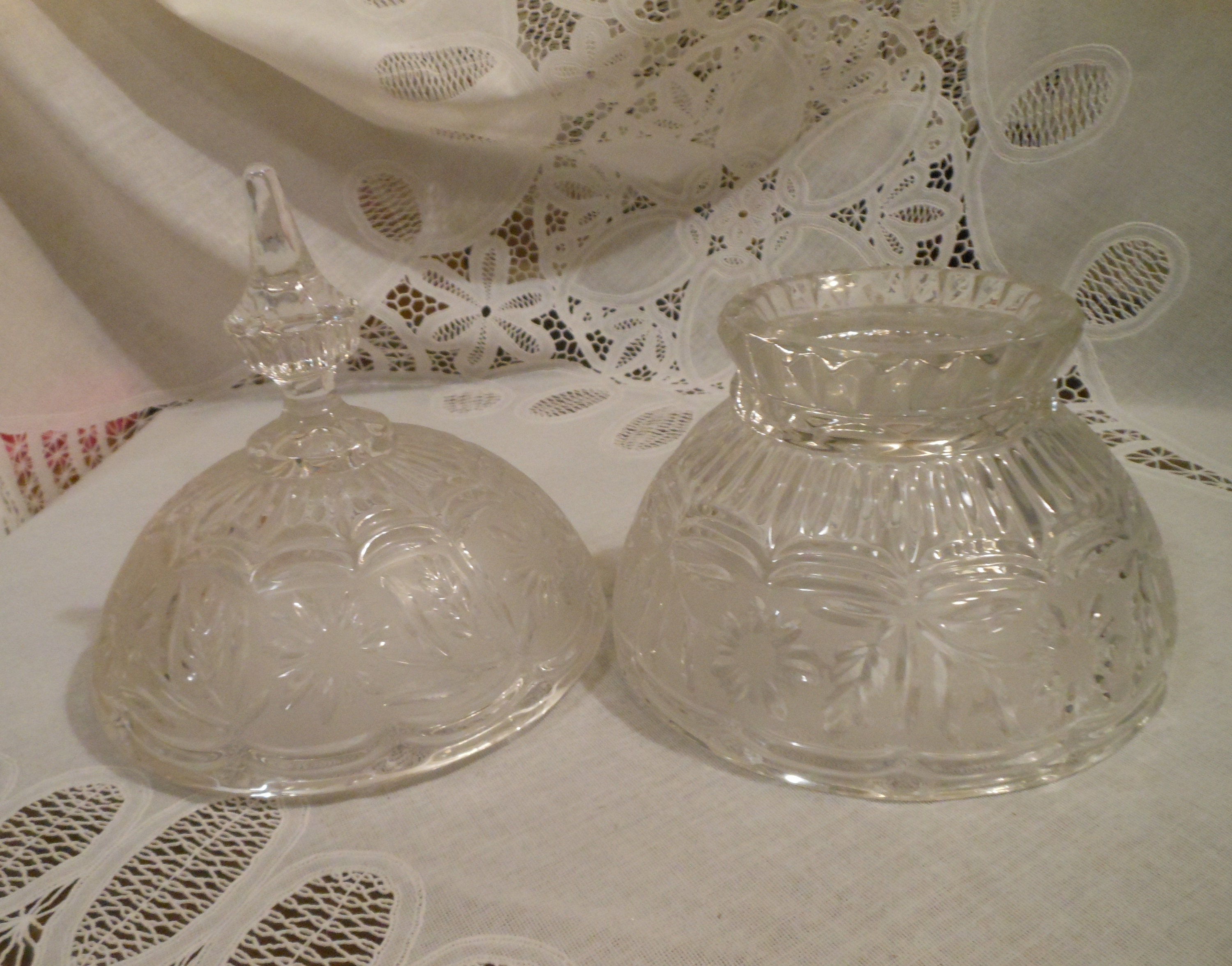 Heavy Vintage Frosted Lead Crystal Covered Compote W/ Steeple | Etsy