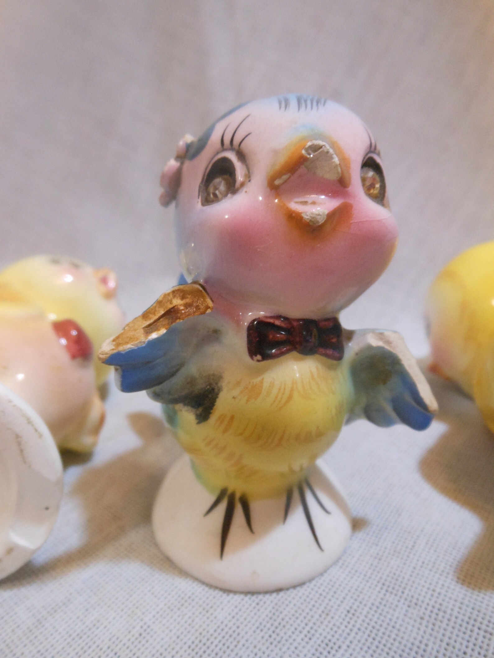 TLC Needed But So Cute Vintage Lefton Yellow Chick Bluebird | Etsy