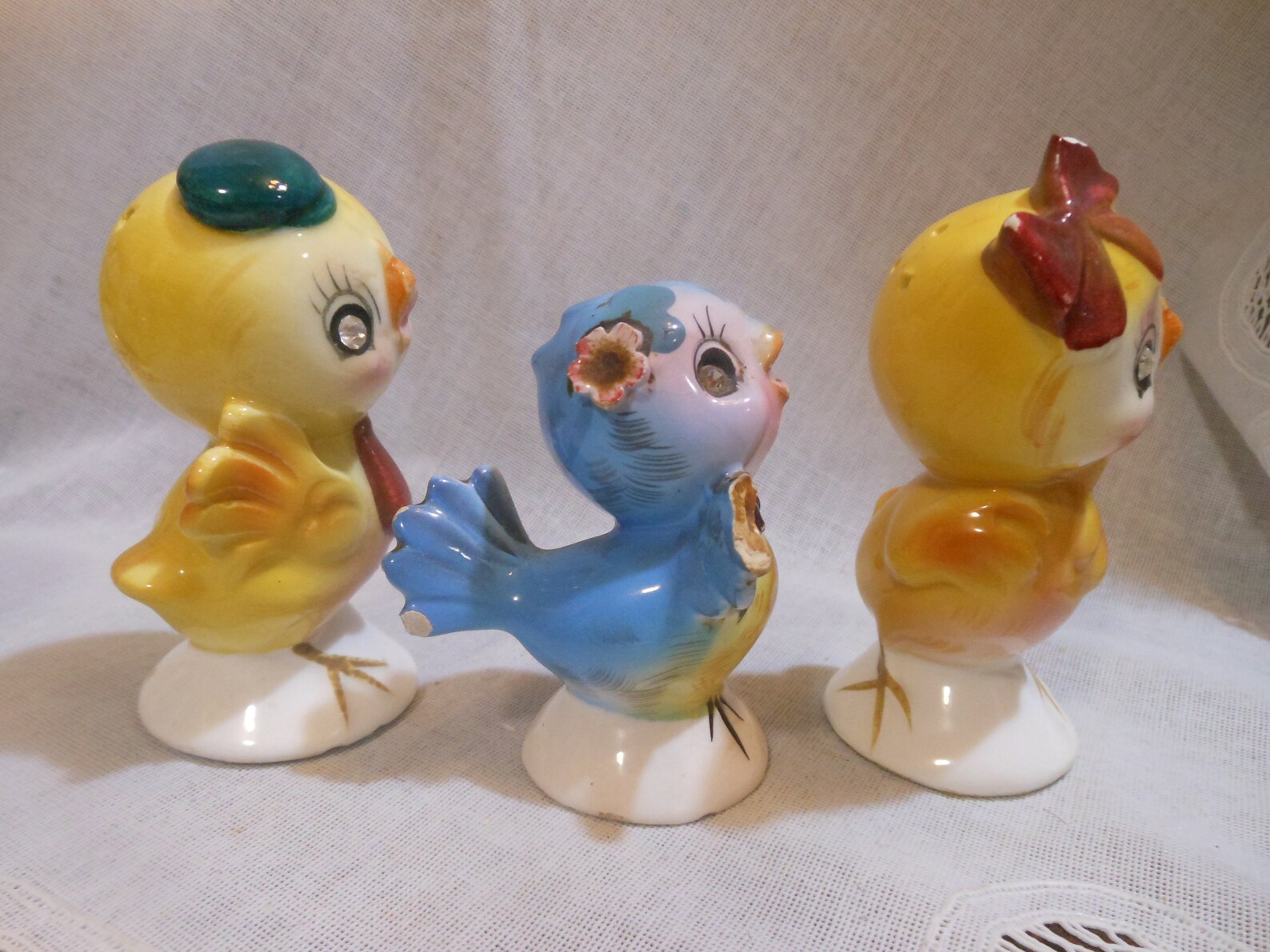 TLC Needed But So Cute Vintage Lefton Yellow Chick Bluebird | Etsy