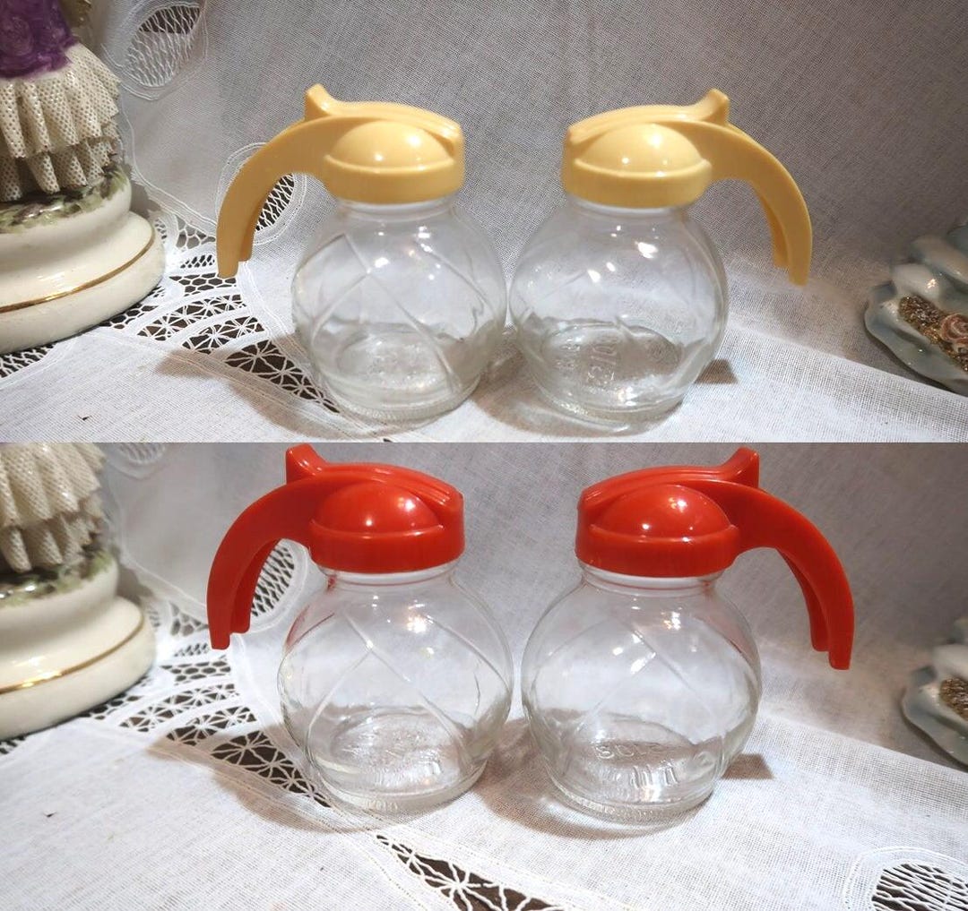 CHOICE: Set of 2 Vintage Hazel Atlas Swirl Glass Syrup Honey Pitcher ...