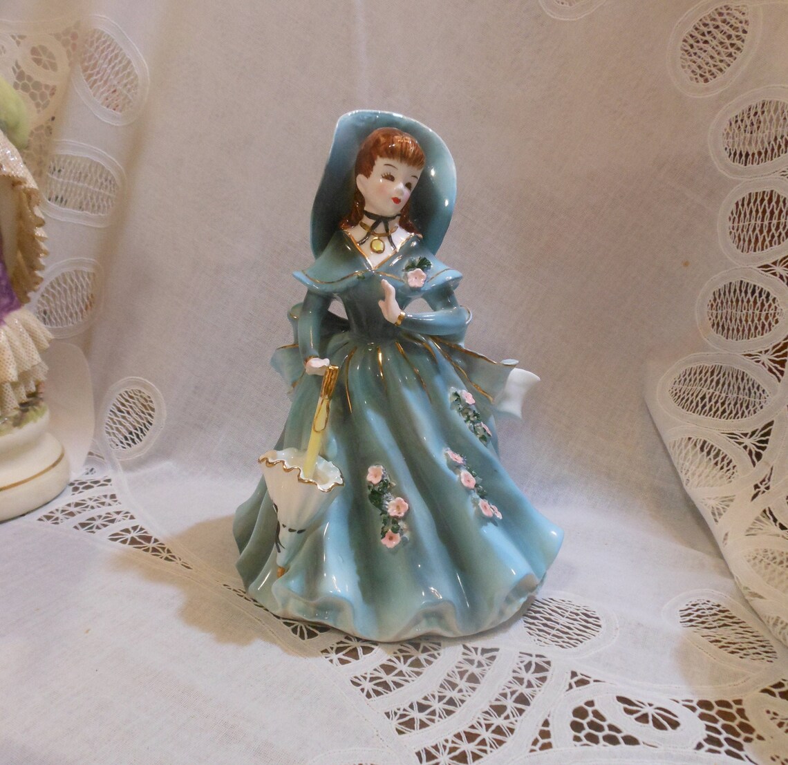 Magnificent Vintage Geo Z Lefton Lady Figurine Planter Teal - Etsy