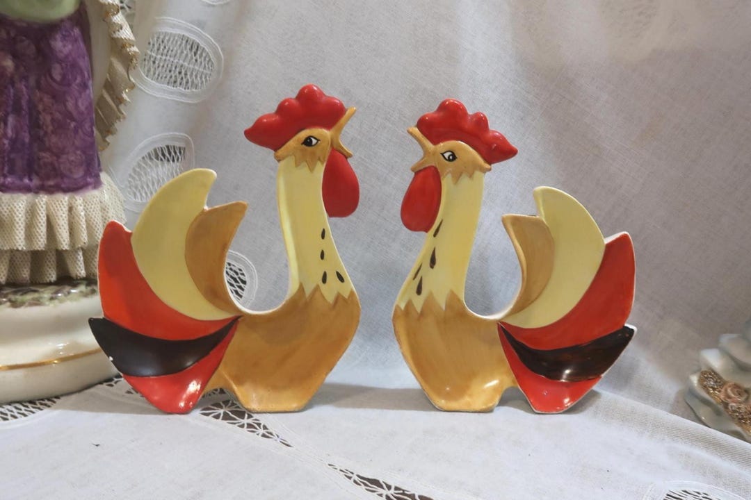 Whimsical Set of 2 Vintage Holt Howard Nut Dishes Le Coq Rouge Rooster ...