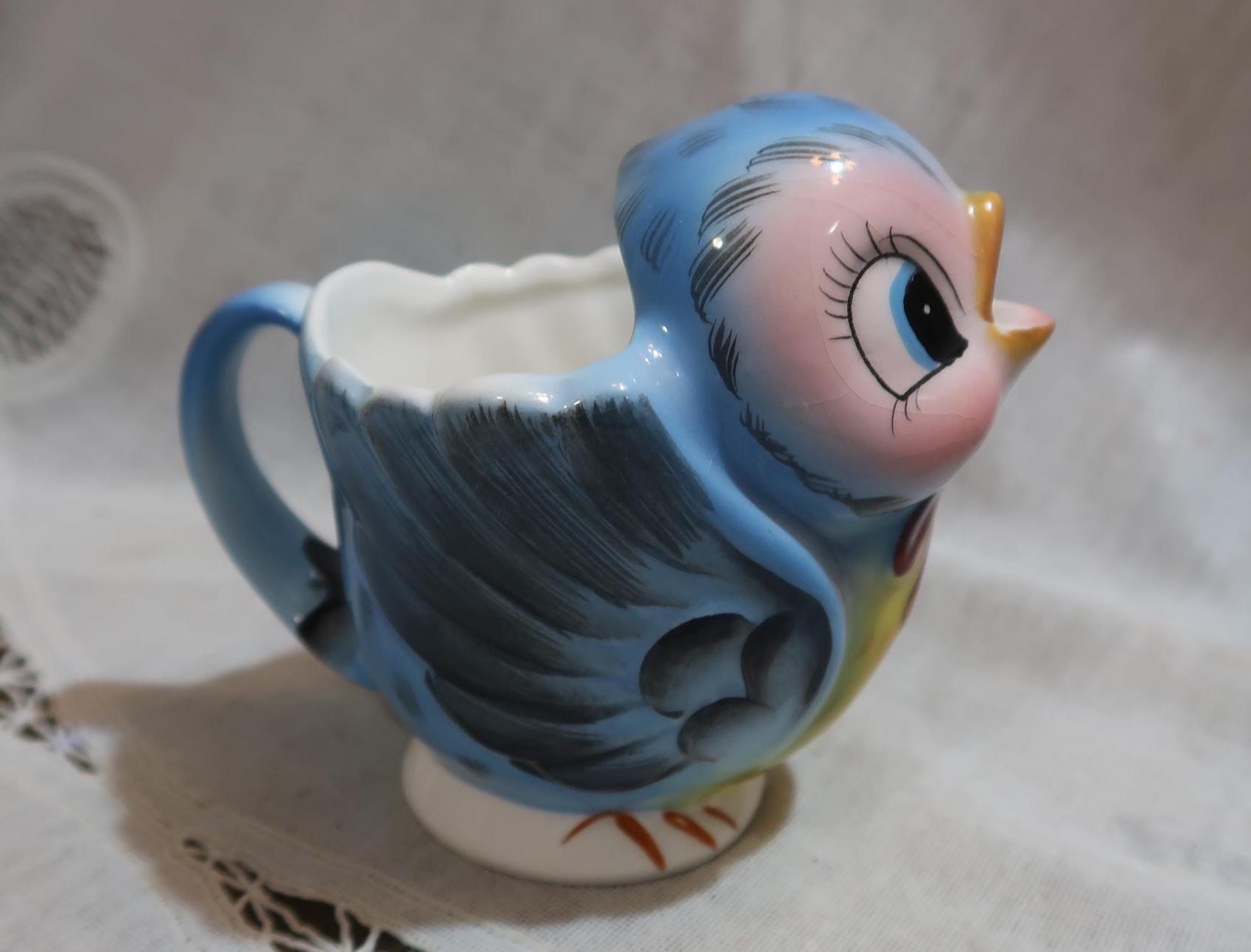 O so Tweet!! 3.5" Vintage Lefton Bluebird Creamer / Pitcher Blue Pink ...