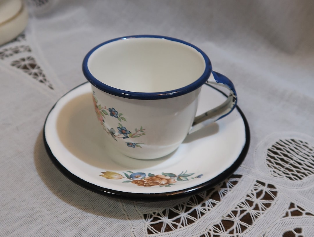 Vintage Saltillo Cinsa Enamelware Cup & Saucer Mug Coffee Cup - Etsy