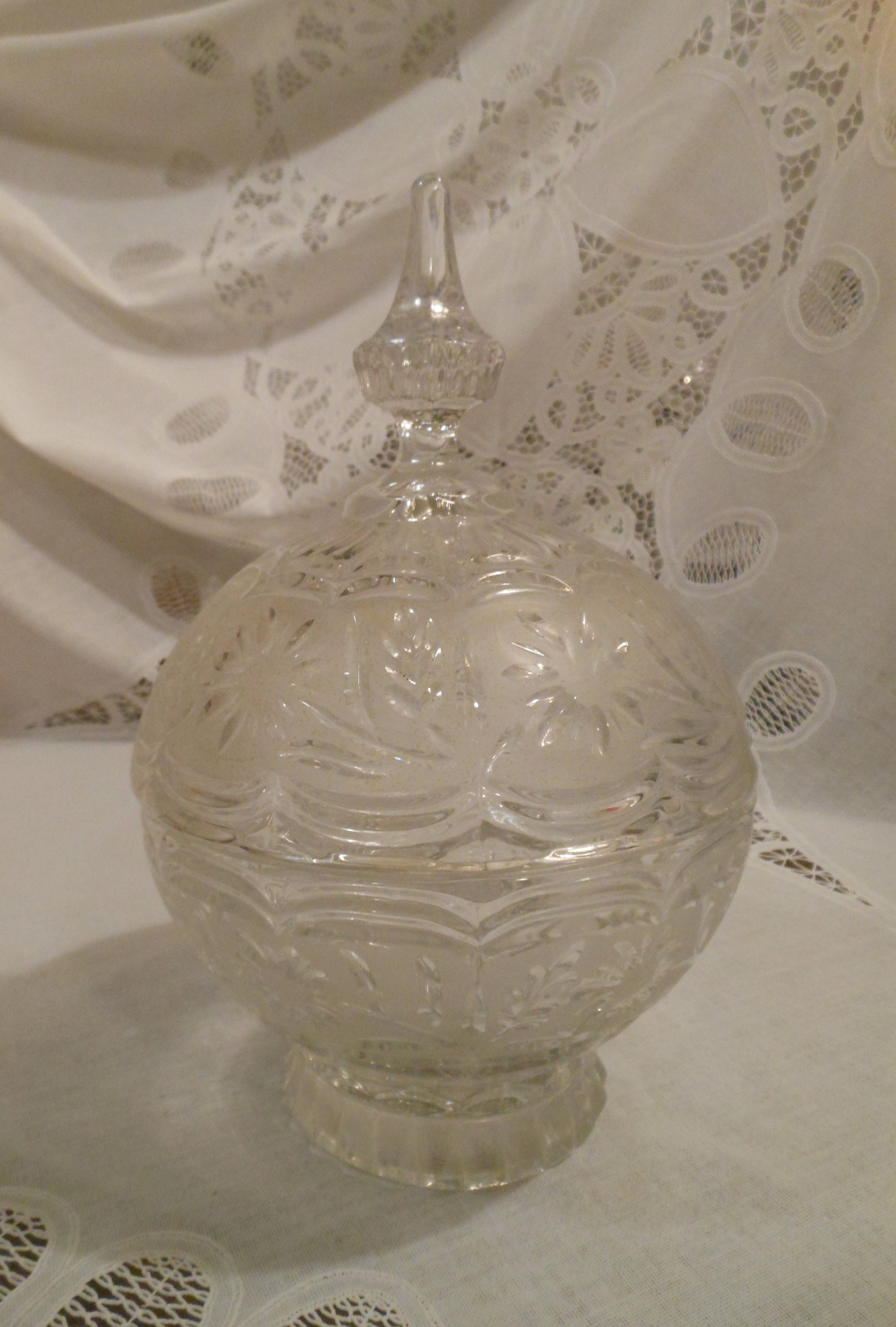 Heavy Vintage Frosted Lead Crystal Covered Compote W/ Steeple | Etsy