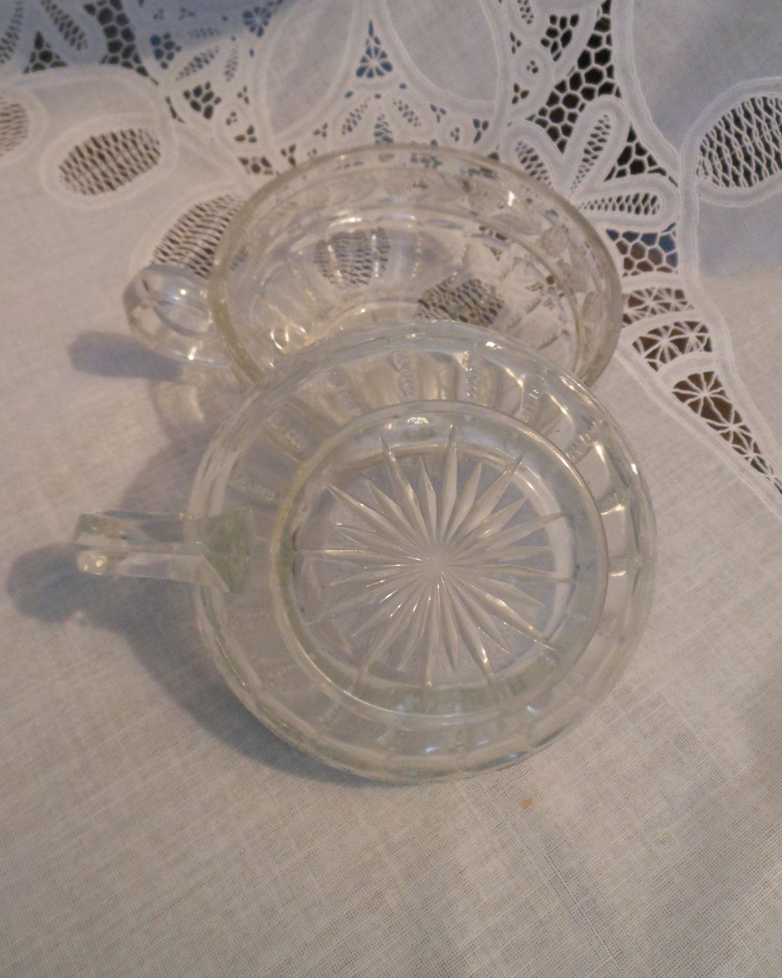 Antique Clear Depression Glass Nappy Flowers Leaves Fluted | Etsy