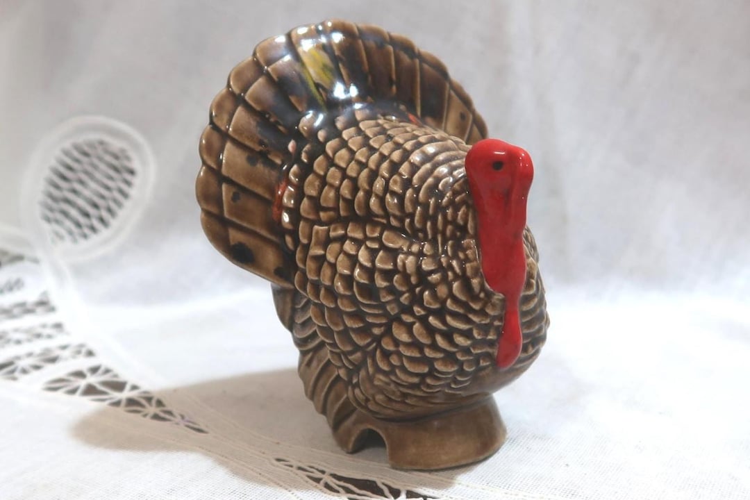 Strutting Vintage Kc's Brown Thanksgiving Turkey Pie Bird Red Snood ...