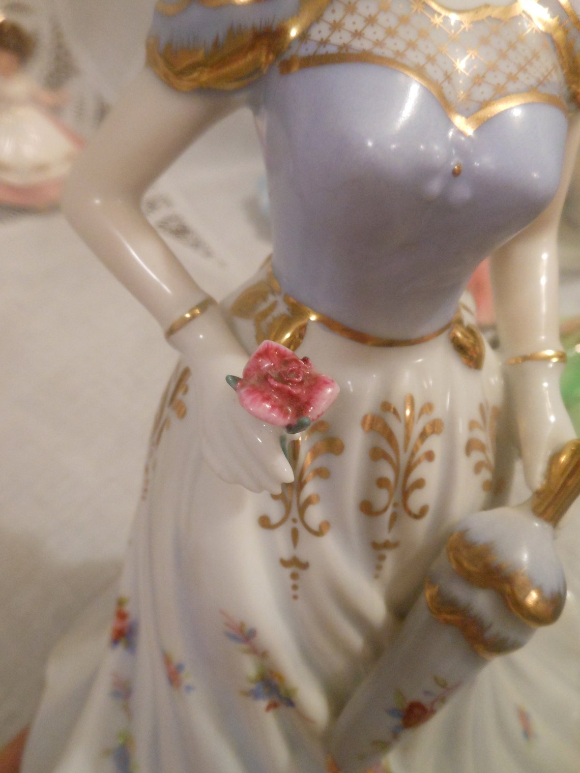 Lovely Vintage Lady Music Box Lavender Dress Rose Bouquets | Etsy