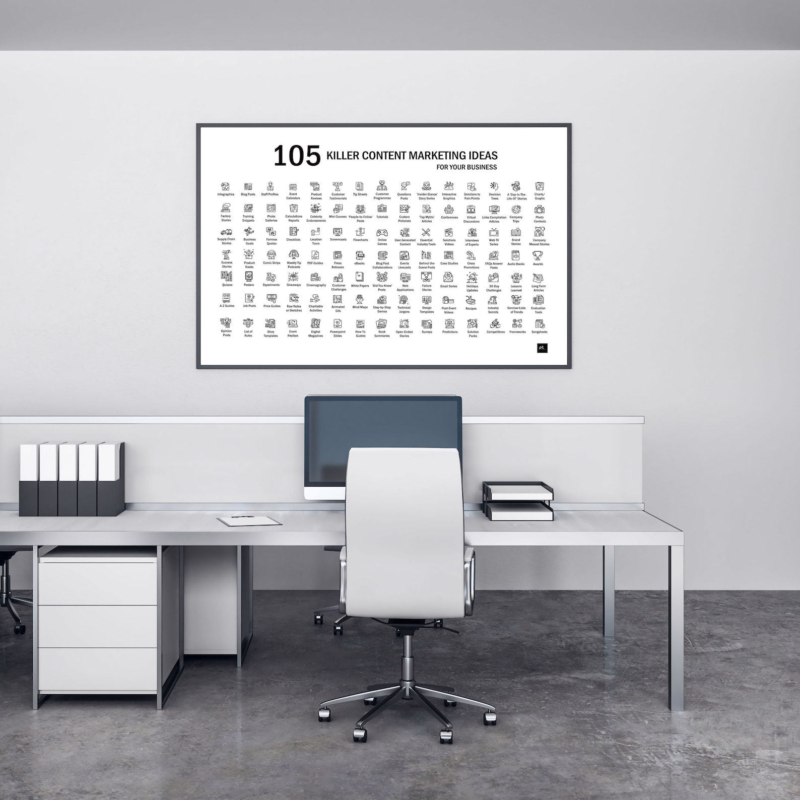 105 Content Marketing Ideas - Office Decor Poster (digital Print) - Etsy