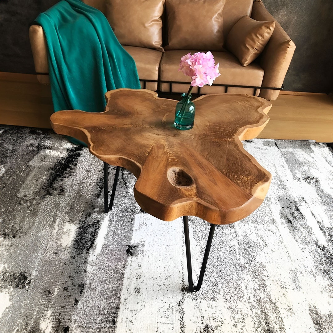 Live Edge Desk With Metal Legs Solid Wood Table Top Rustic - Etsy