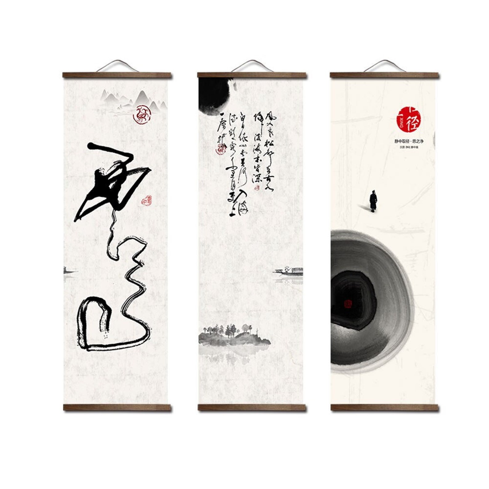 Simple Minimalist Scroll Art Japanese Chinese Oriental Wall | Etsy