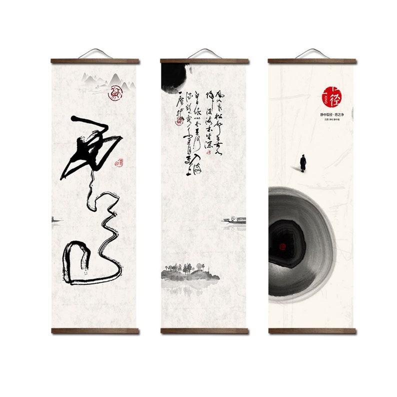 Simple Minimalist Scroll Art Japanese Chinese Oriental Wall | Etsy