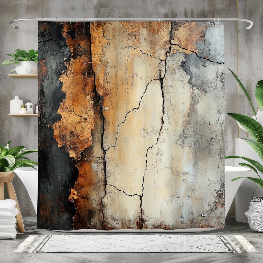 Abstract Bath Curtain Waterproof Fabric Bathroom Decor, Modern Shower ...