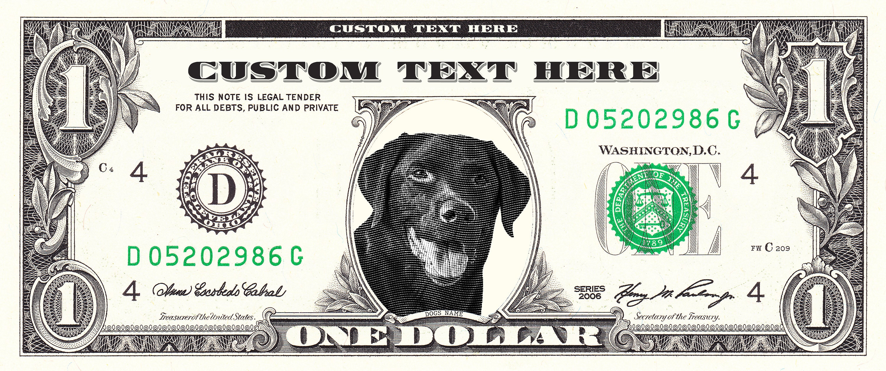 Your Pet on a Dollar Custom Dollar Bill Dog Dollar Bills - Etsy