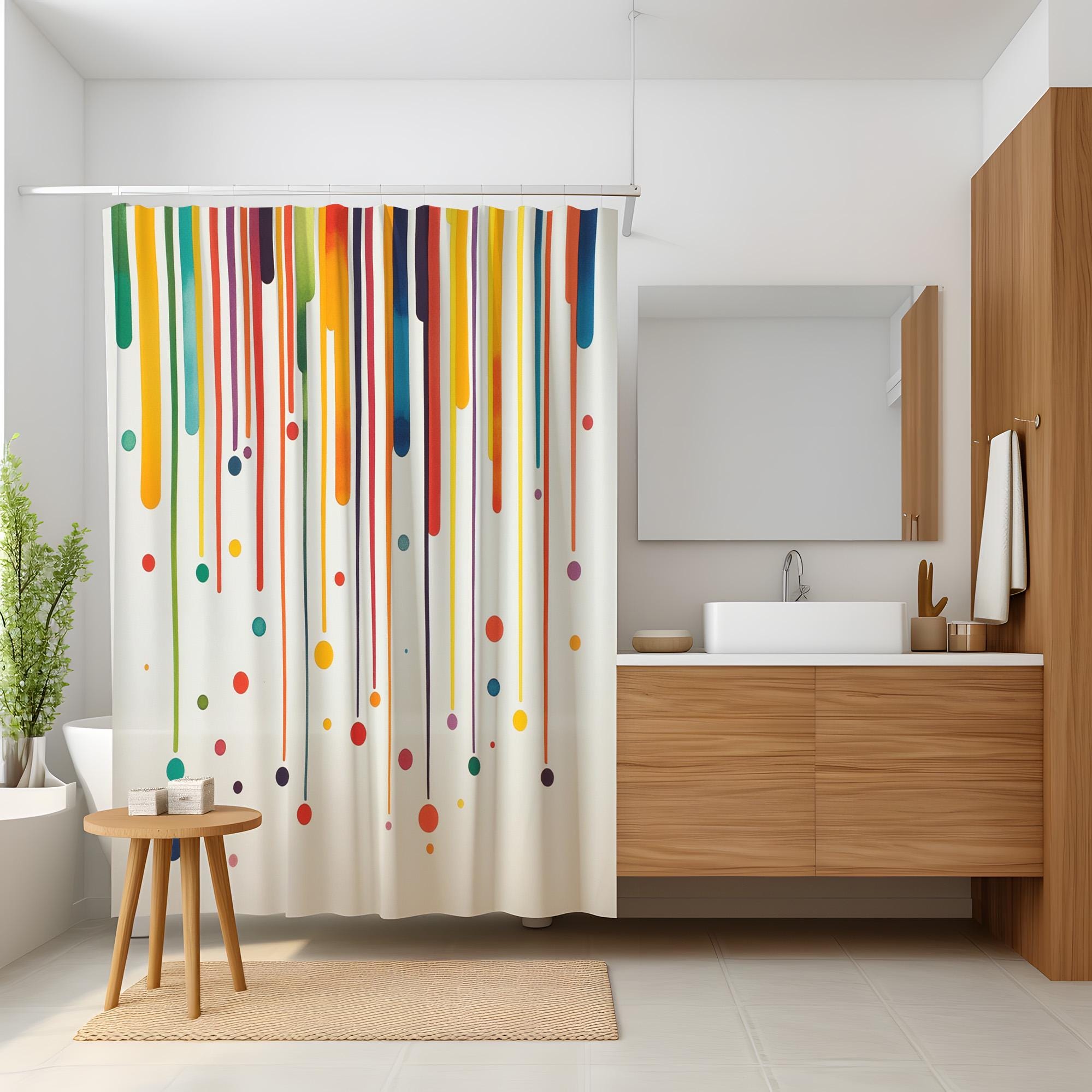 Abstract Drip Shower Curtain, Modern Minimalist Bathroom Decor ...