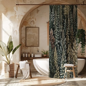 Lush Evergreen Forest Shower Curtain – Nature-inspired Woodland Design ...