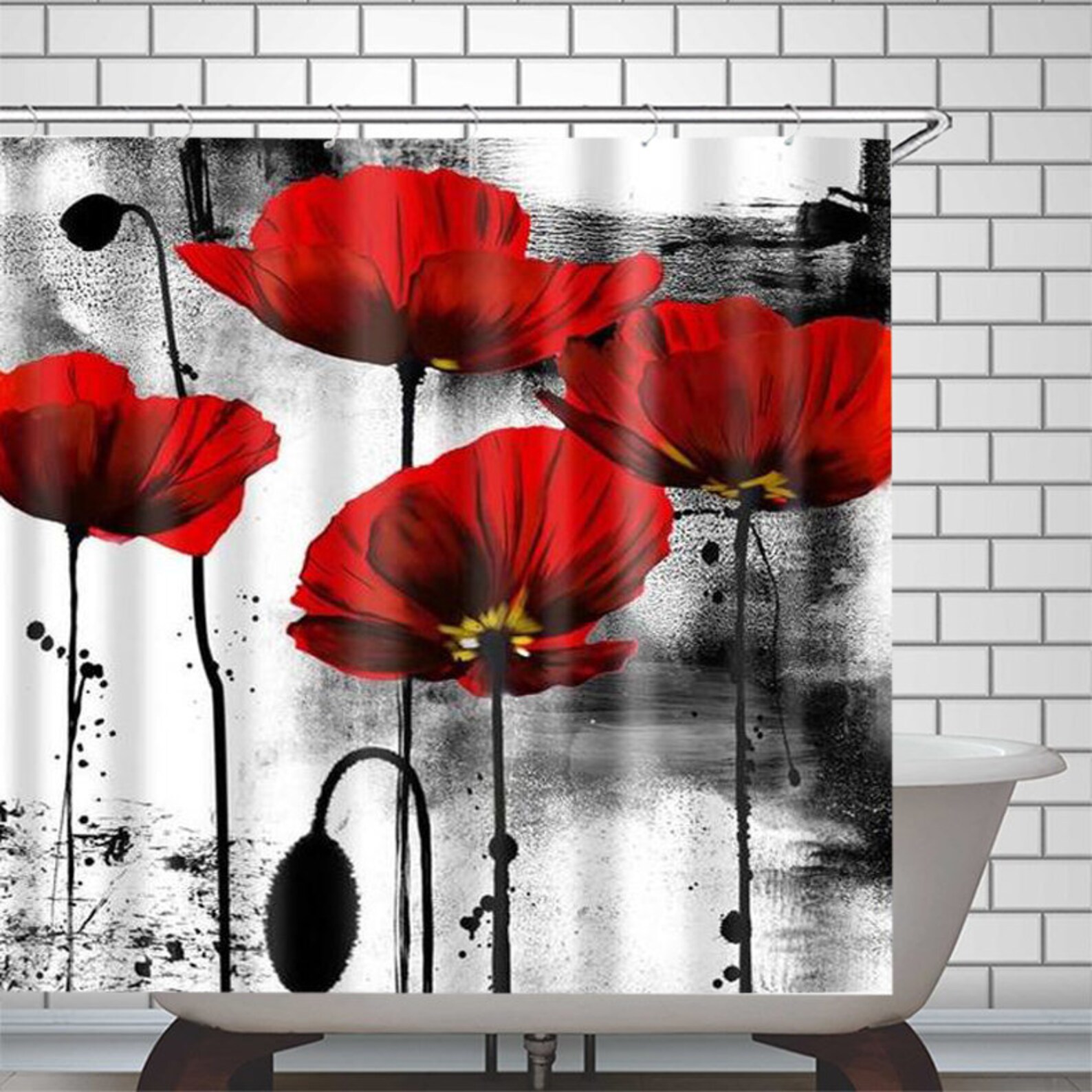 Poppy Flower Shower Curtain Beautiful Red Poppy Flower Art Etsy