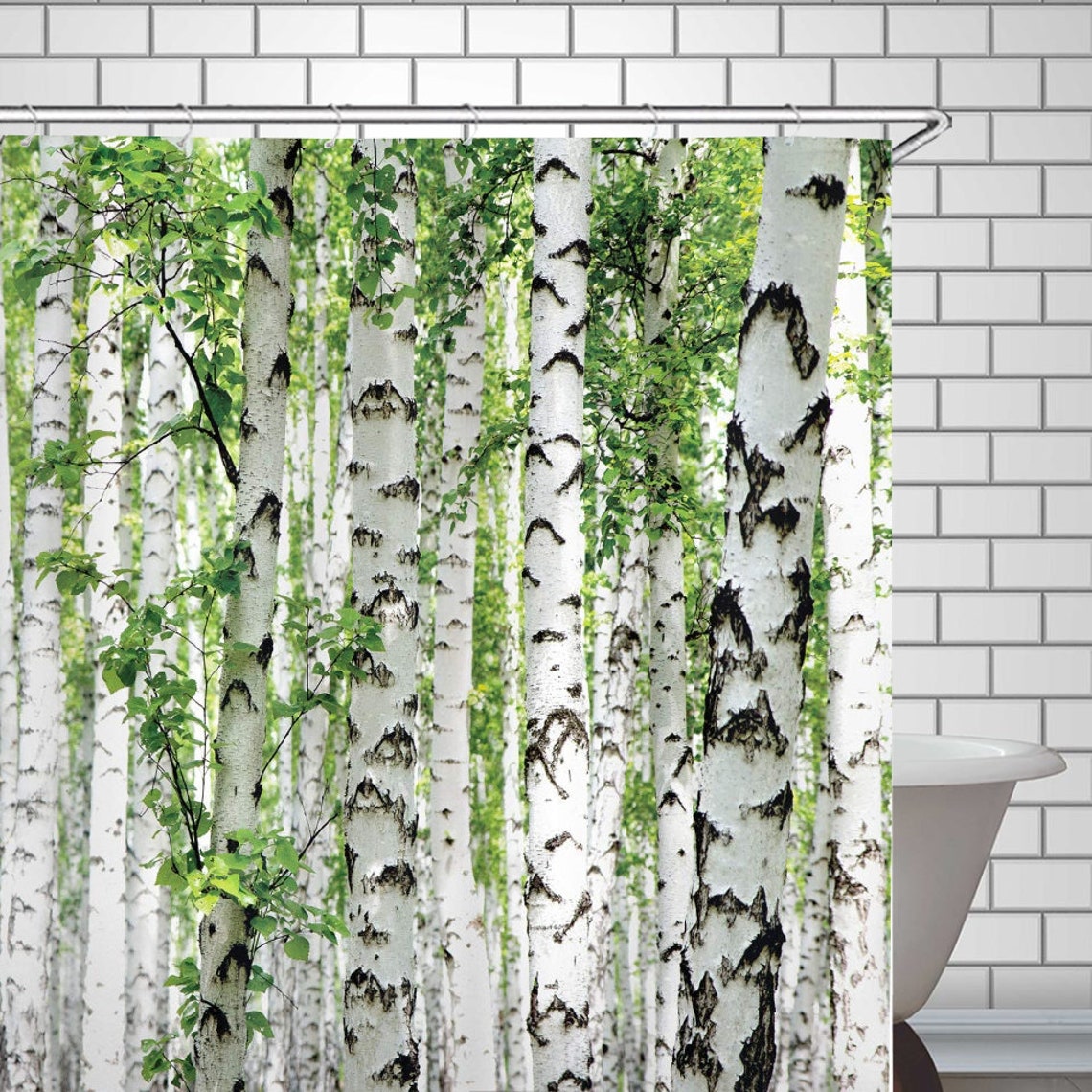 Birch Shower Curtain Birch Forest Bathroom Decor Aspen Trees - Etsy