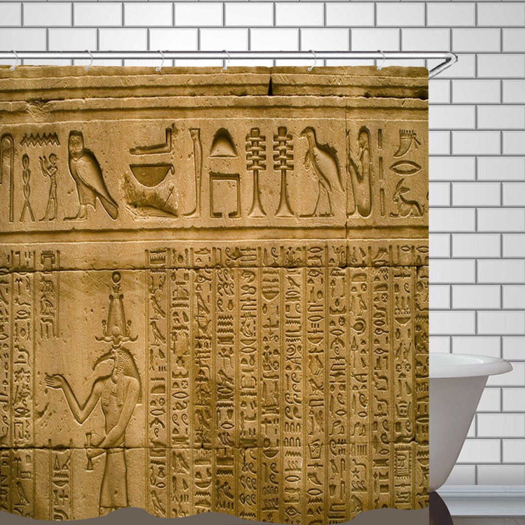 Egyptian Shower Curtain Ancient Egypt Pharaoh Hieroglyph Bathroom ...