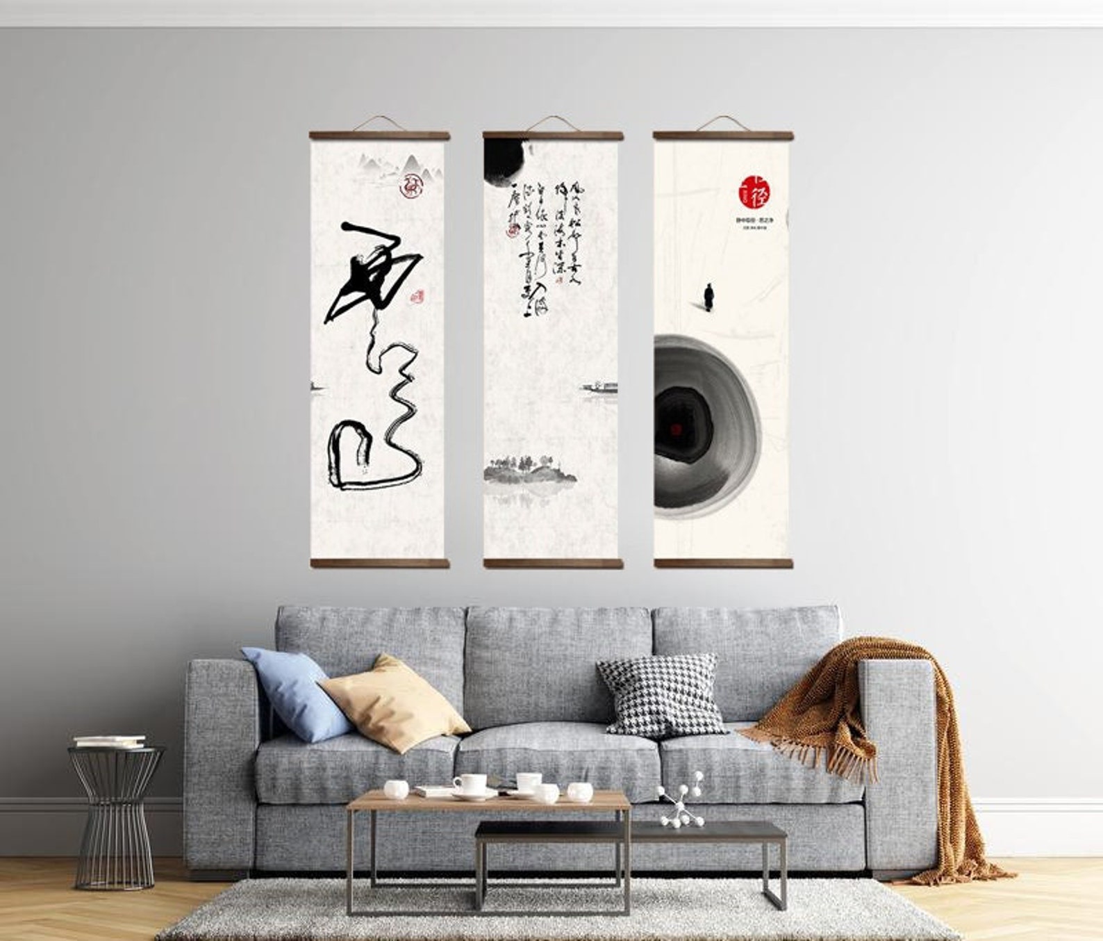 Simple Minimalist Scroll Art Japanese Chinese Oriental Wall | Etsy