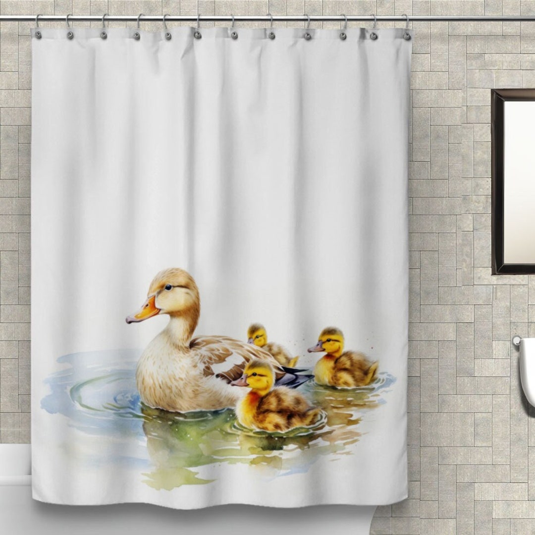 Duck and Cute Baby Ducks Shower Curtain Little Ducklings Birds Bath ...
