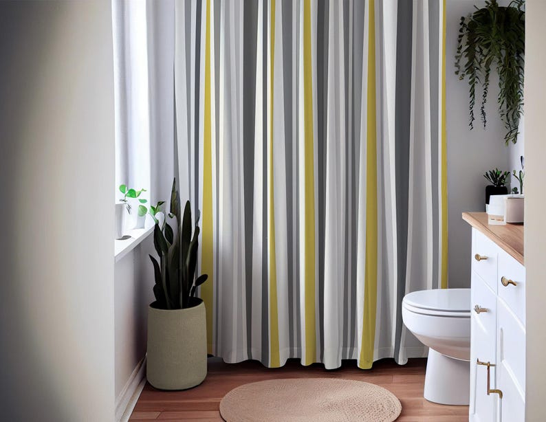 Modern Striped Shower Curtain – Modern Vertical Lines Bathroom Decor ...