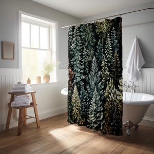Lush Evergreen Forest Shower Curtain – Nature-inspired Woodland Design ...