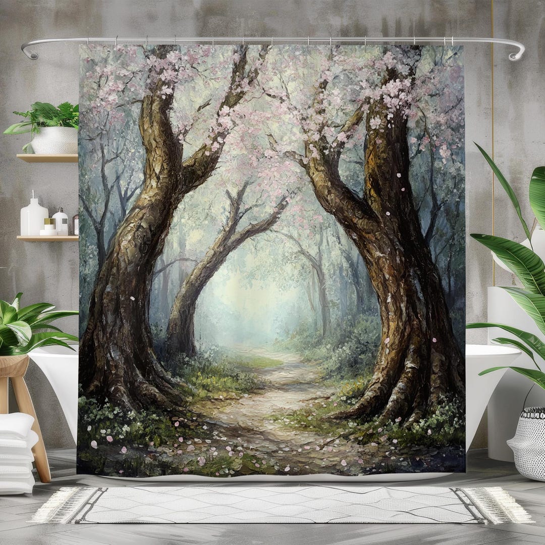 Enchanting Forest Path Shower Curtain – Artistic Woodland Design With ...