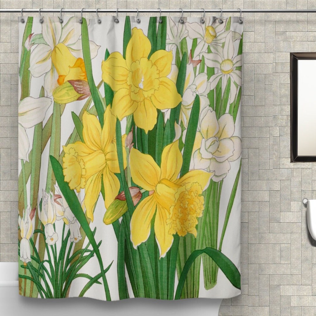 Spring Daffodil Garden Shower Curtain Waterproof Bathroom Curtain ...