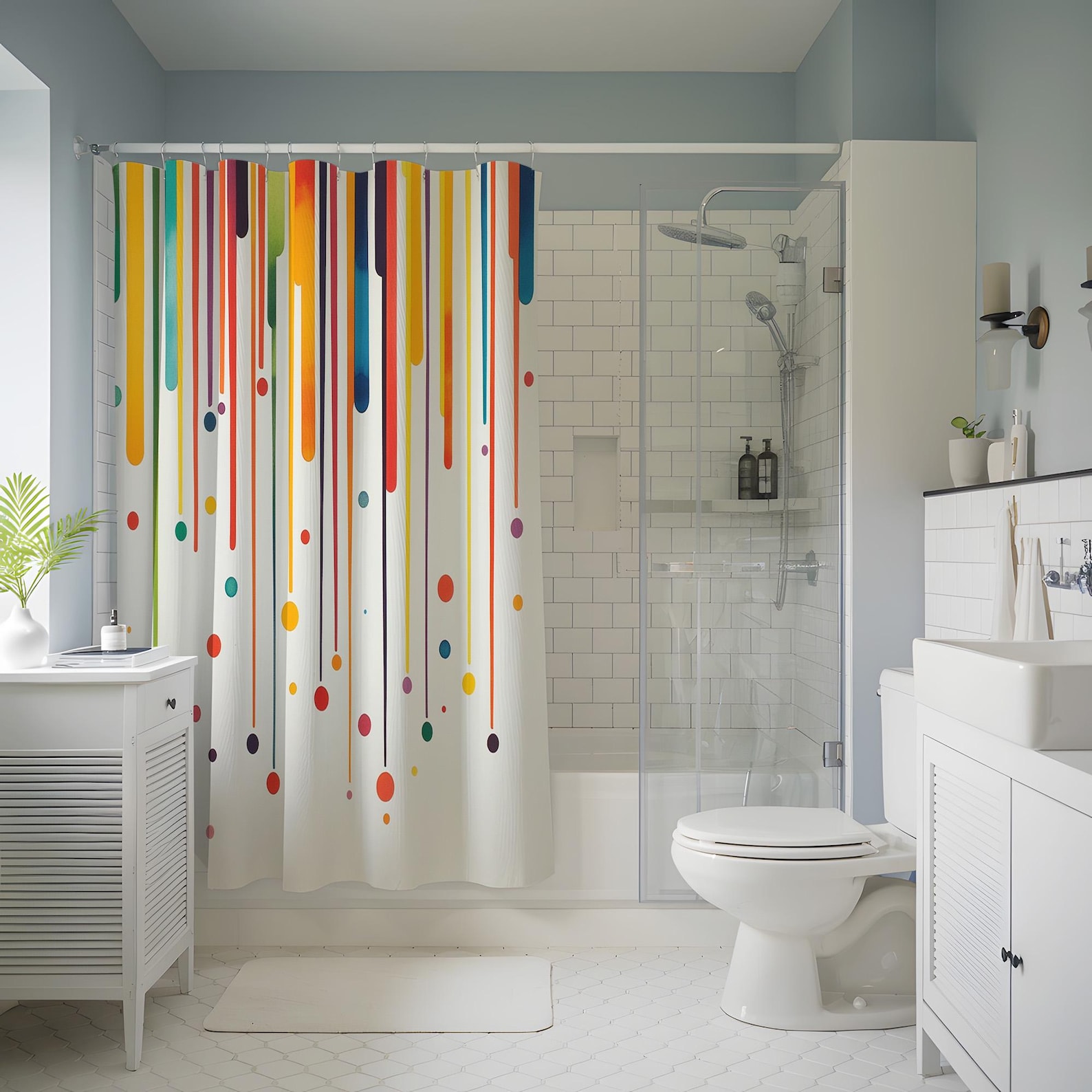 Abstract Drip Shower Curtain, Modern Minimalist Bathroom Decor ...