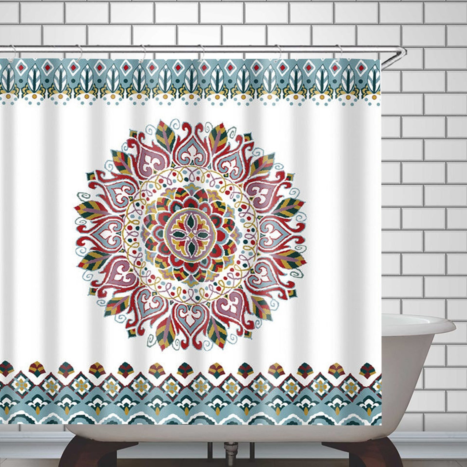 Mandala Shower Curtain Boho Mandala Shower Curtains For Bath Etsy