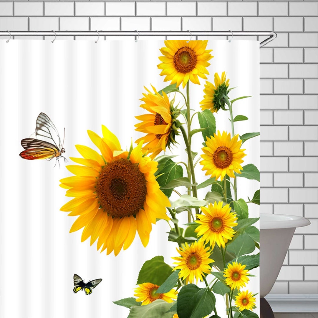 Sunflower Shower Curtain Sunflowers Butterfly Shower Curtains Floral