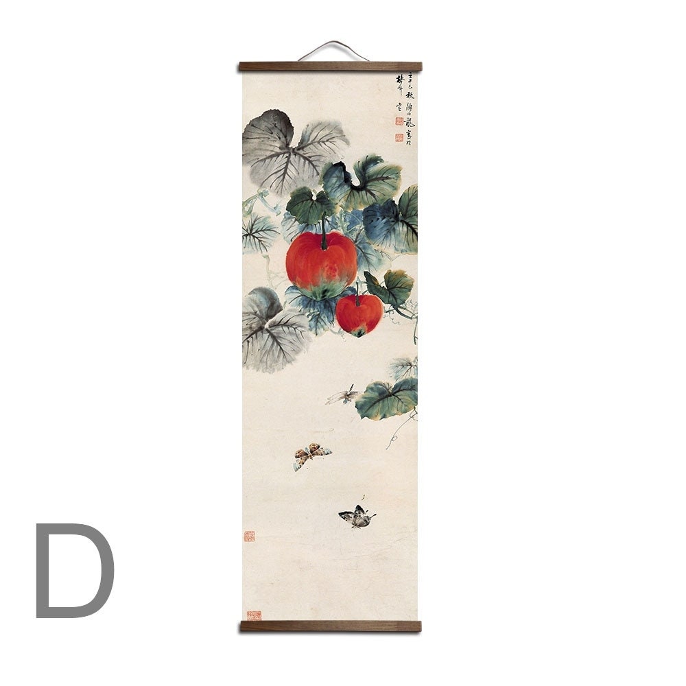 Floral Chinese Japanese Scroll Painting Asian Art Canvas - Etsy